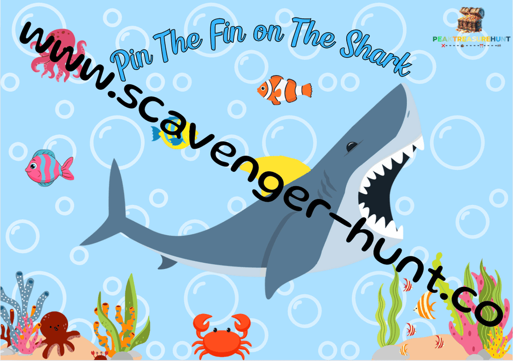 Pin The Fin On The Shark Printable Party Game for kids – Scavenger Hunt