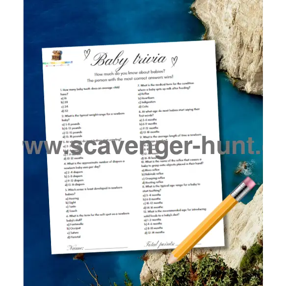 Baby Trivia Baby Shower Game - Peaktreasurehunt – Scavenger Hunt
