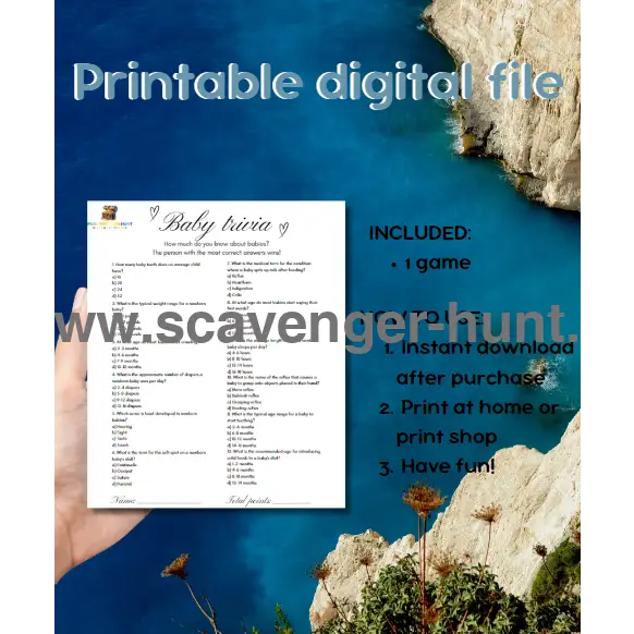 Baby Trivia Baby Shower Game - Peaktreasurehunt – Scavenger Hunt