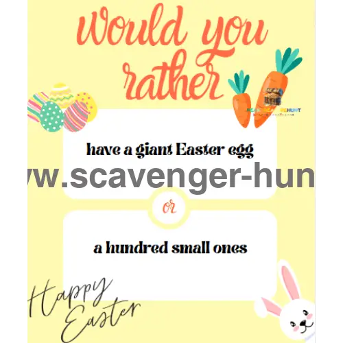Easter Would You Rather - 40 Would You Rather Cards-peaktreasurehunt ...