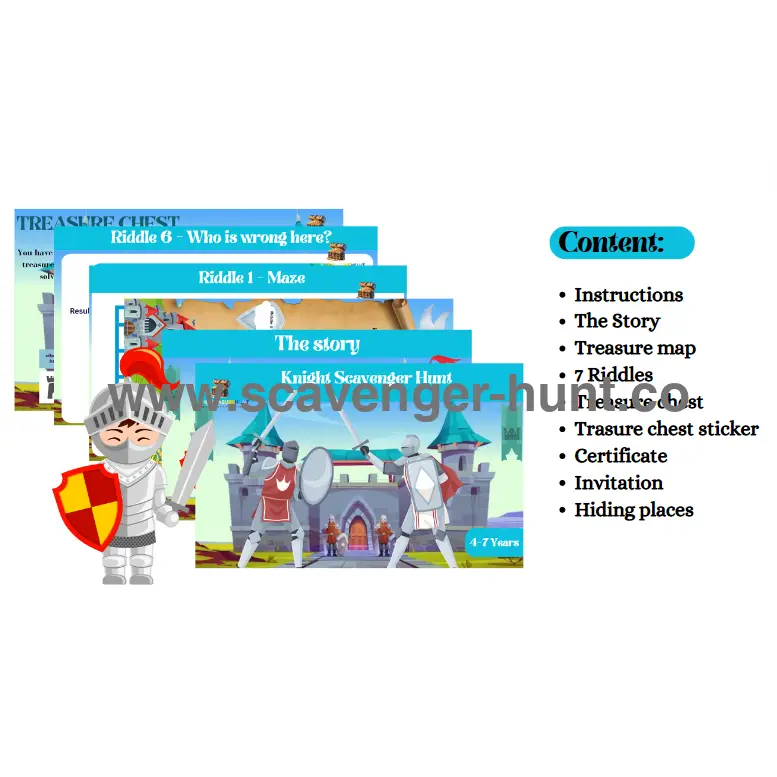 Knight Treasure Hunt - Printable Scavenger Hunt (4-7 Years ...