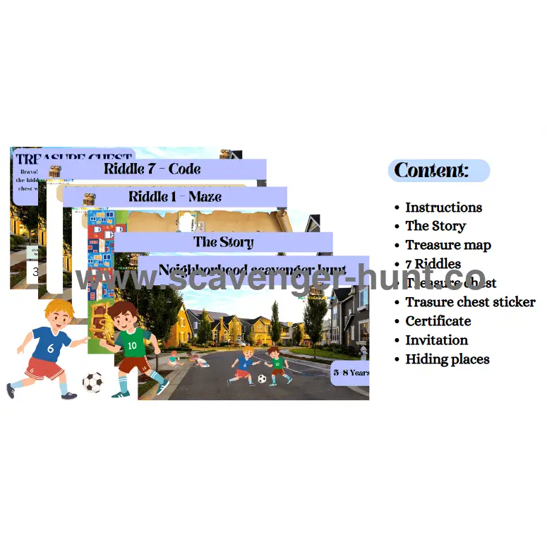 Neighborhood Scavenger Hunt - Printable Treasure Hunt for Children Age