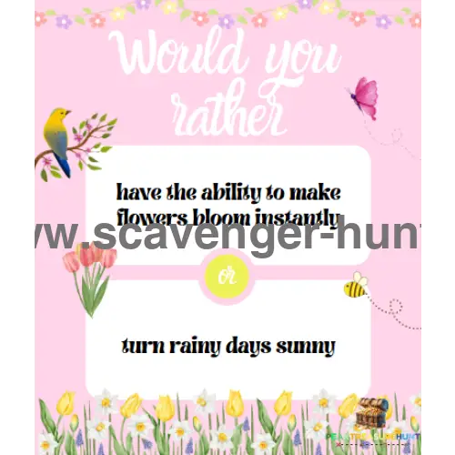 Spring Would You Rather - 40 Would You Rather Cards-peaktreasurehunt ...