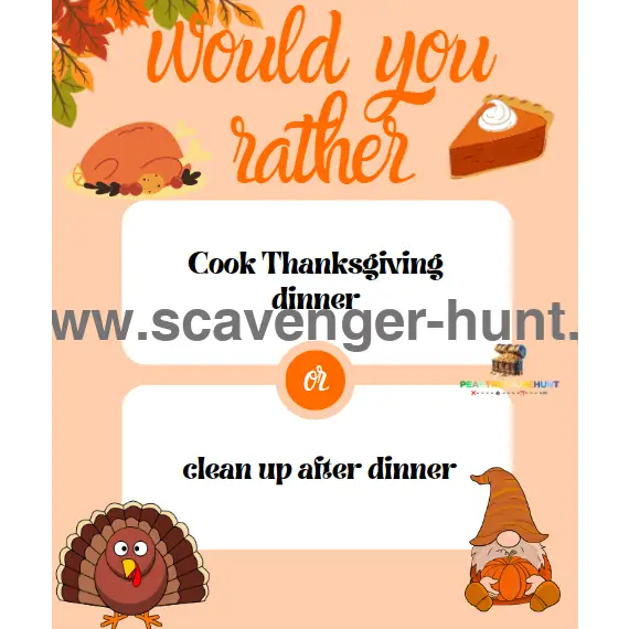 Thanksgiving Would You Rather - 40 Printable Would You Rather Cards For ...
