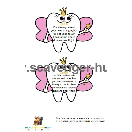 Tooth Fairy Scavenger Hunt for Kids | At Home Tooth Fairy Treasure Hun Tooth Fairy Scavenger Hunt for Kids | At Home Tooth Fairy Treasure Hun