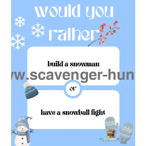Winter Would You Rather - 40 Printable "Would You Rather" Cards ...
