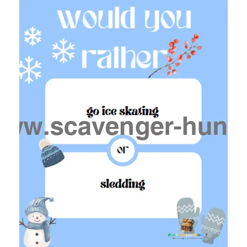 Winter Would You Rather - 40 Printable "Would You Rather" Cards ...