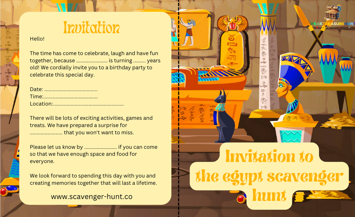 Egypt Scavenger Hunt - Printable PDF Treasure Hunt