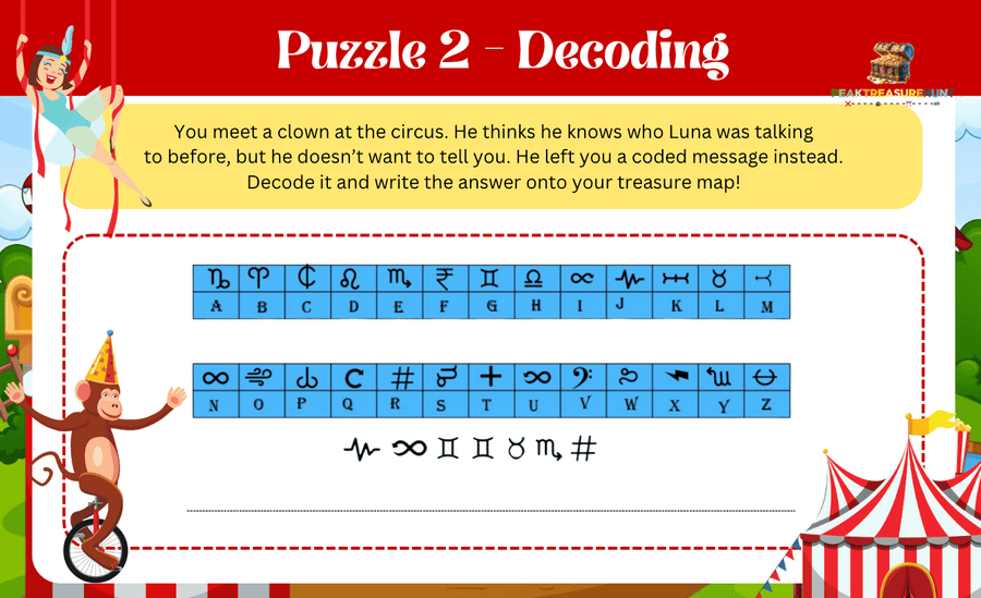Circus Scavenger Hunt - Printable Treasure Hunt PDF