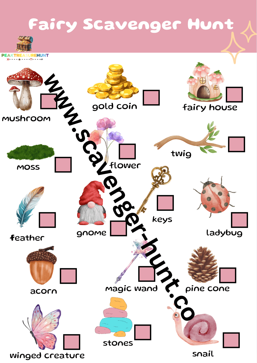 Fairy Scavenger Hunt for Kids To Print Out - PDF
