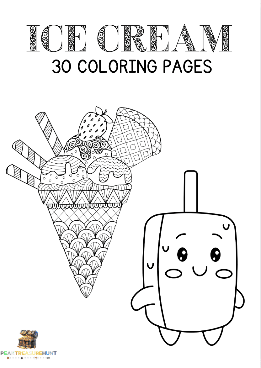 Ice Cream Coloring Pages for Kids - 30 Printable Sheets – Scavenger Hunt