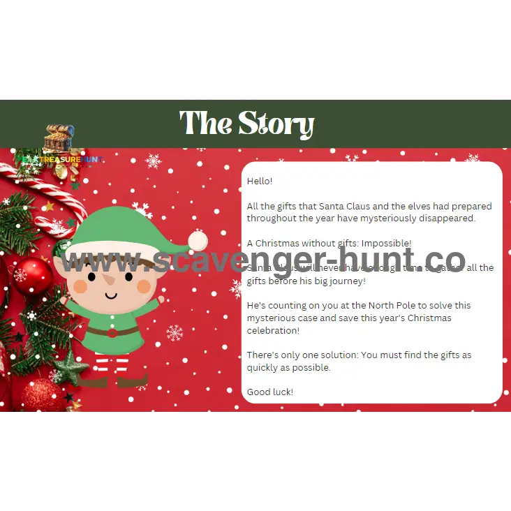 Christmas Scavenger Hunt - Printable Xmas Treasure Hunt PDF