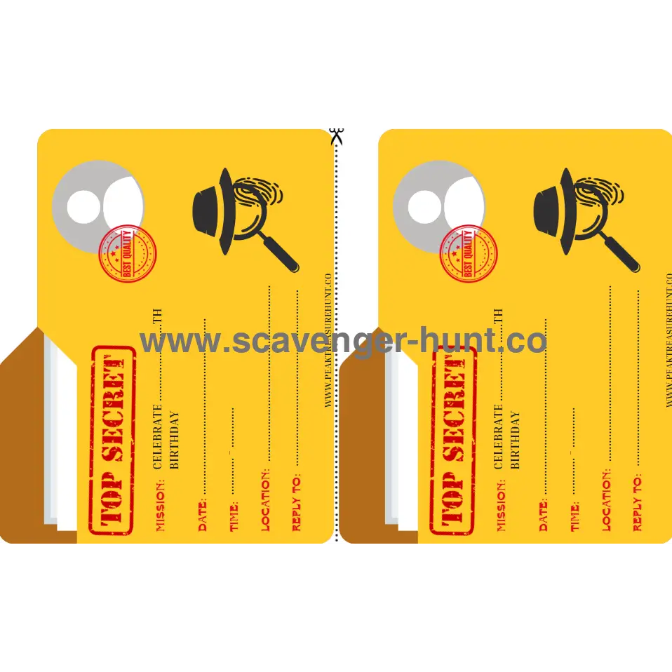 Detective Children´s Birthday Invitation Card – Scavenger Hunt