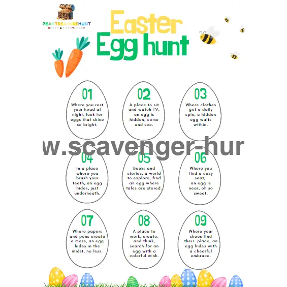 Free Printable Easter Egg Scavenger Hunt - Peaktreasurehunt