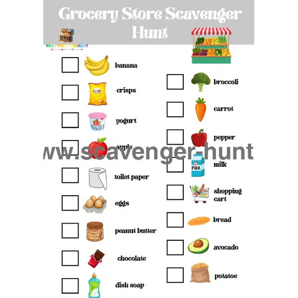 Grocery Store Scavenger Hunt - Free - Peaktreasurehunt