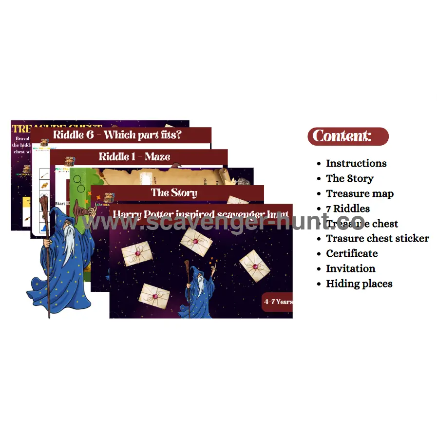 Harry Potter Scavenger Hunt - Printable Treasure Hunt - peaktreasurehunt