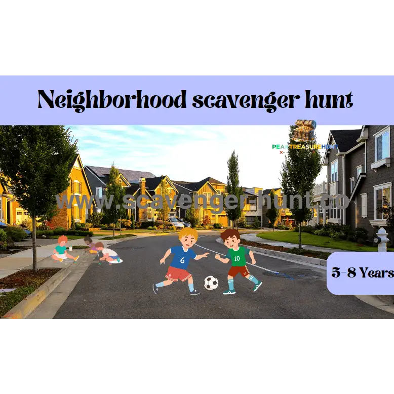 Neighborhood Scavenger Hunt - Printable Treasure Hunt for Children Age