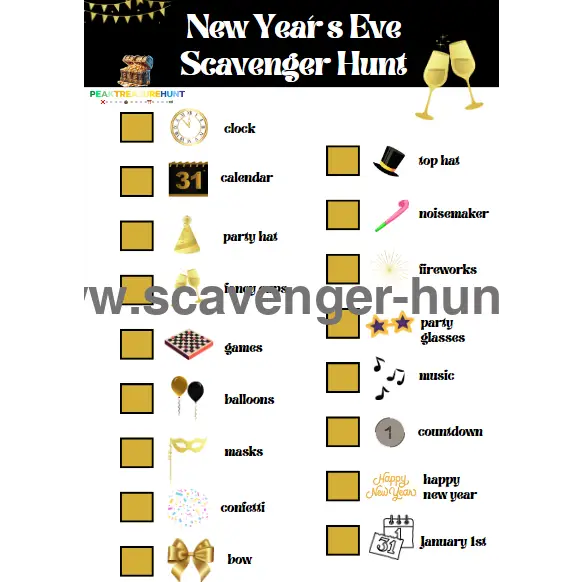 New Year's Eve Scavenger Hunt - Free Printable Scavenger Hunt ...