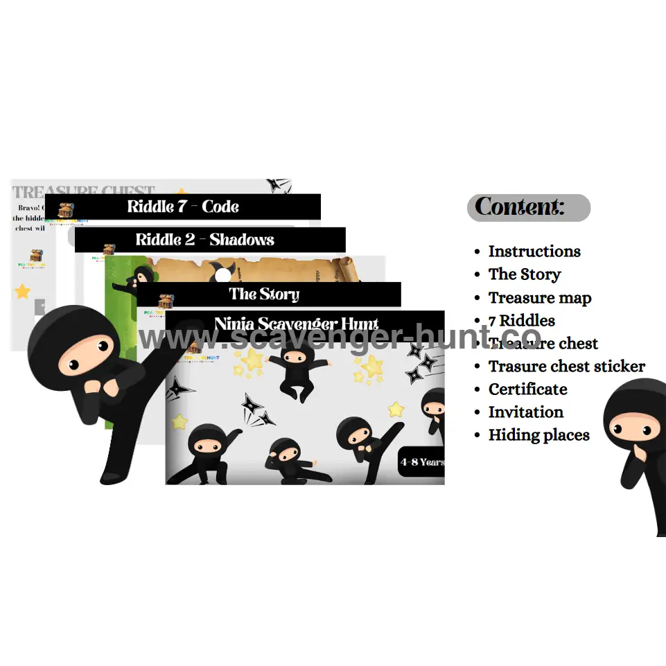 Ninja Scavenger Hunt - Printable Treasure Hunt - Peaktreasurehunt