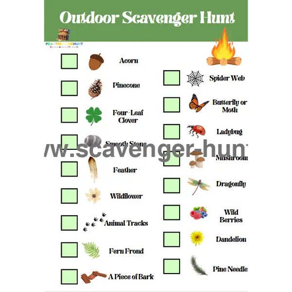 Outdoor Scavenger Hunt - Free Printable Scavenger Hunt - Peaktreasurehunt
