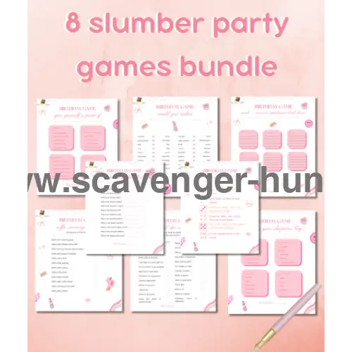 Pajama Party Games Bundle - Sleepover Games - Birthdayparty Games ...