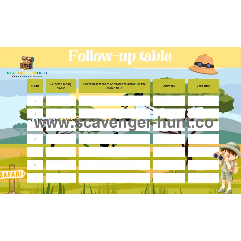 Safari Treasure Hunt - Printable Scavenger Hunt Tasks-peaktreasurehunt