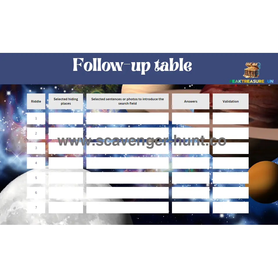 Space Scavenger Hunt - Printable Treasure Hunt - Peaktreasurehunt