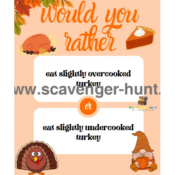 Thanksgiving Would You Rather - 40 Printable Would You Rather Cards For ...