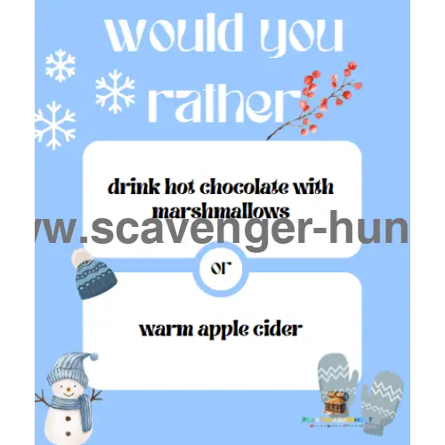 Winter Would You Rather - 40 Printable "Would You Rather" Cards ...