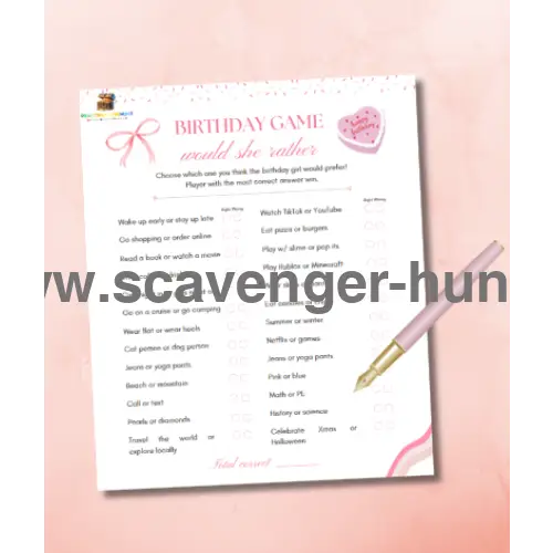 Would She Rather Pajama Party Game - Teen Sleepover Party Game - Would ...